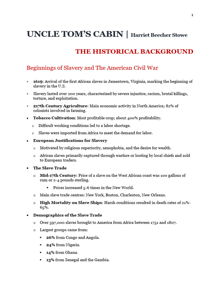 PG 2 - Uncle Tom's Cabin Notes | PDF | Uncle Tom's Cabin | Abolitionism ...