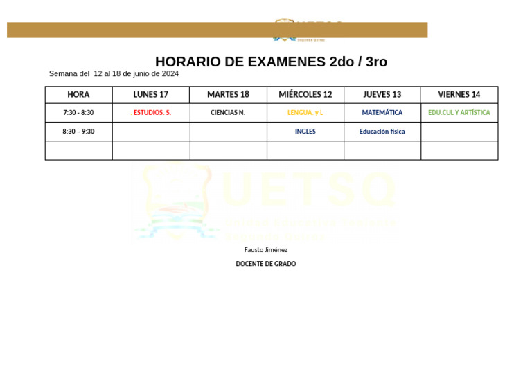 Horario de Examenes | PDF
