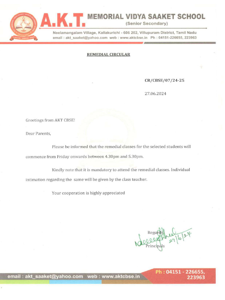 Remedial Classes Cirular 7 | PDF
