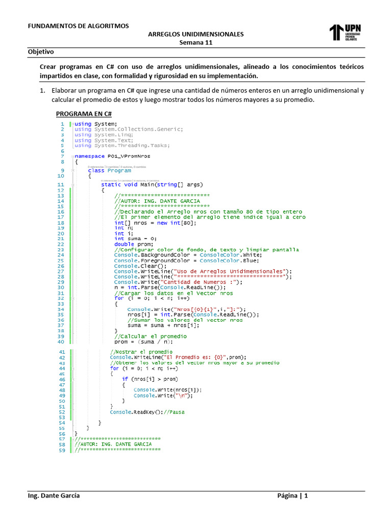 Programas C# con Arreglos Unidimensionales | PDF | Algoritmos | C Sharp ...