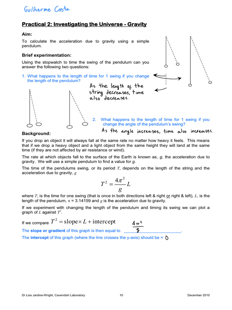 Acceleration of Freefall | PDF | Pendulum | Gravity