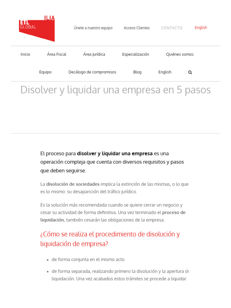 Disolver y Liquidar Una Empresa en 5 Pasos | PDF | Sociedad de responsabilidad limitada ...
