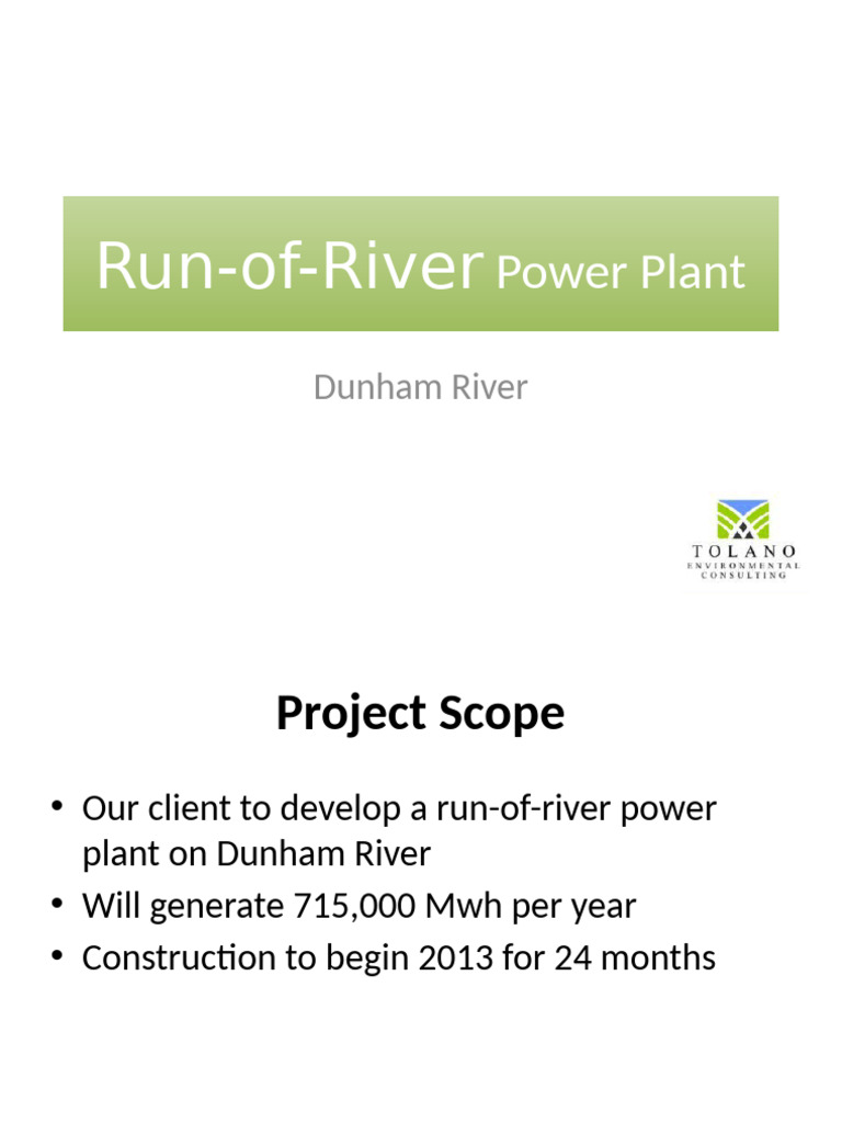 Dunham River Run-of-River Power Plant Project | PDF