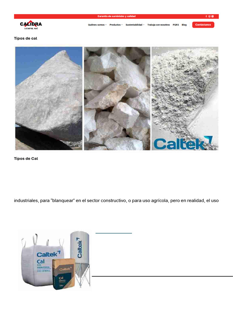 Tipos de Cal | PDF | Lima (Material) | Calcio