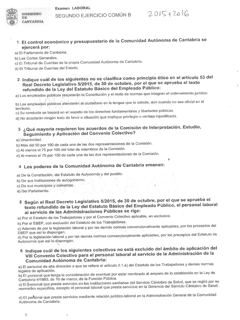 Ope 2015+2016 (Segundo Ejercicio Común Tipo B) | PDF