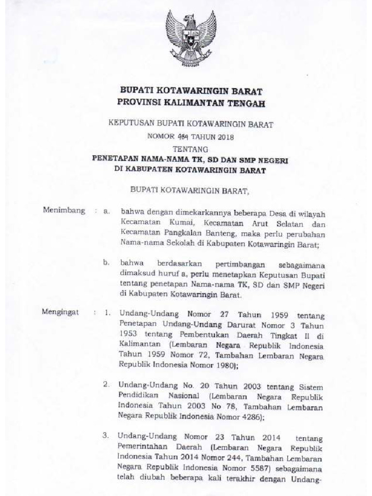 SK Perubahan Nomenklatur | PDF