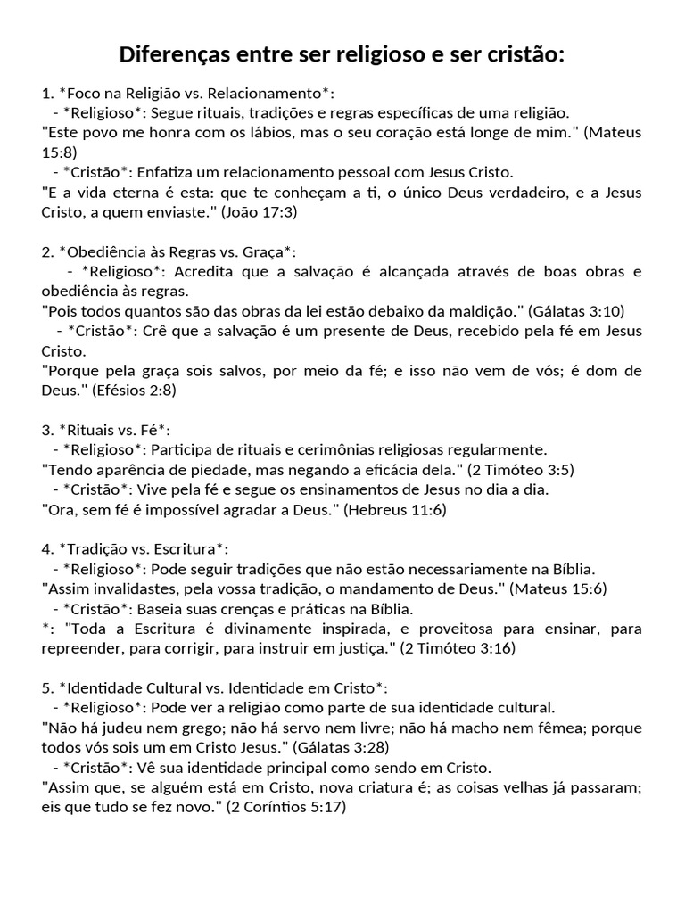 Diferenças entre Religioso e Cristão | PDF | Fé | Jesus