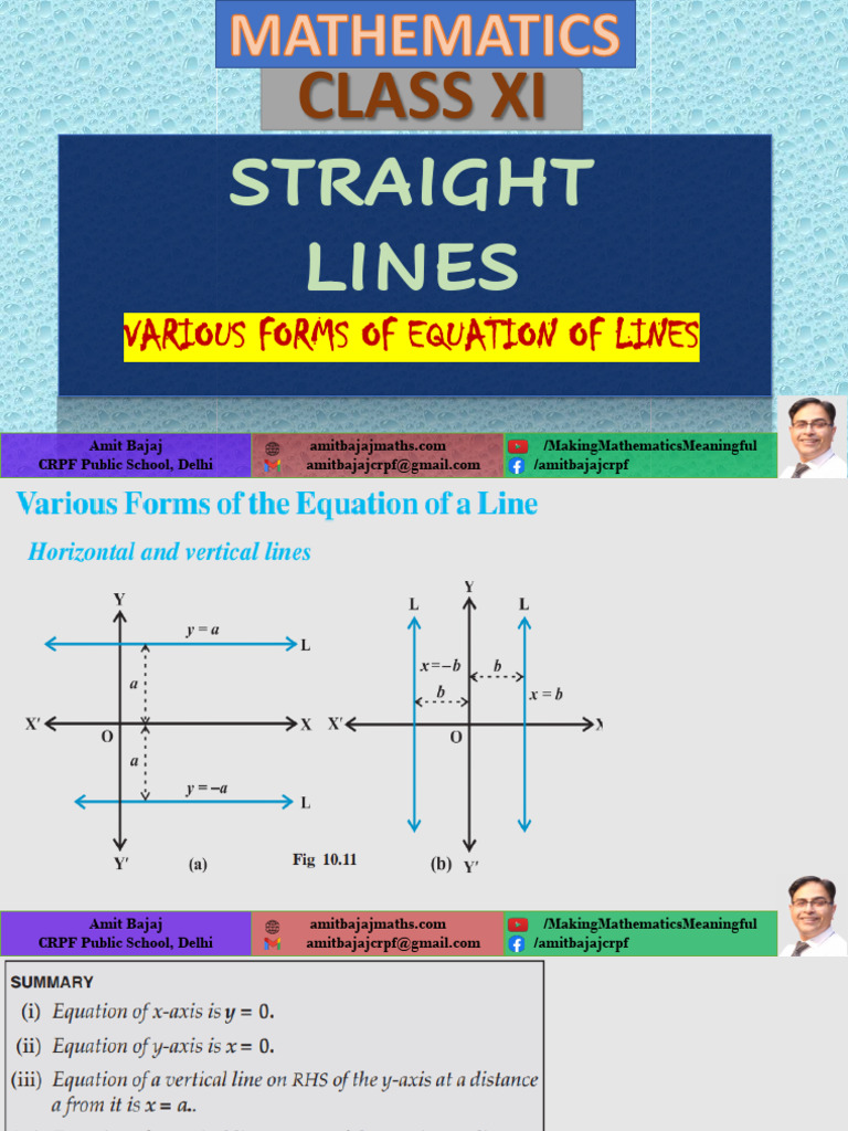 L-2 Straight Lines (Various Forms of Line) | PDF | Mathematics