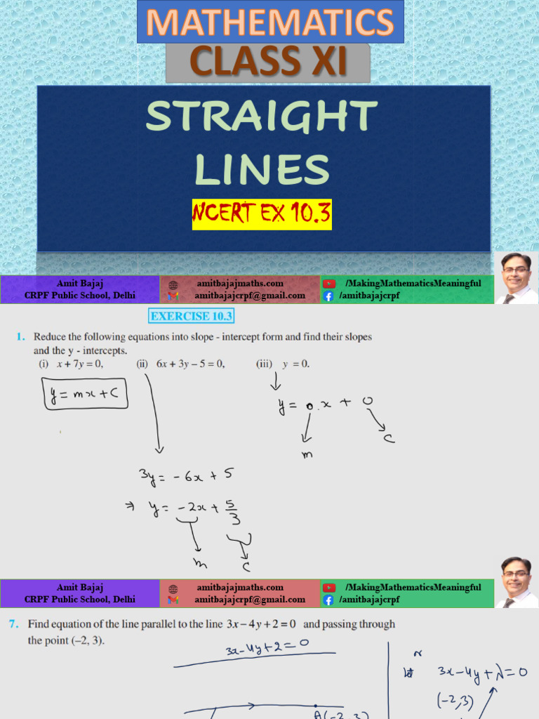 L-6 Straight Lines (Ex 10.3) | PDF