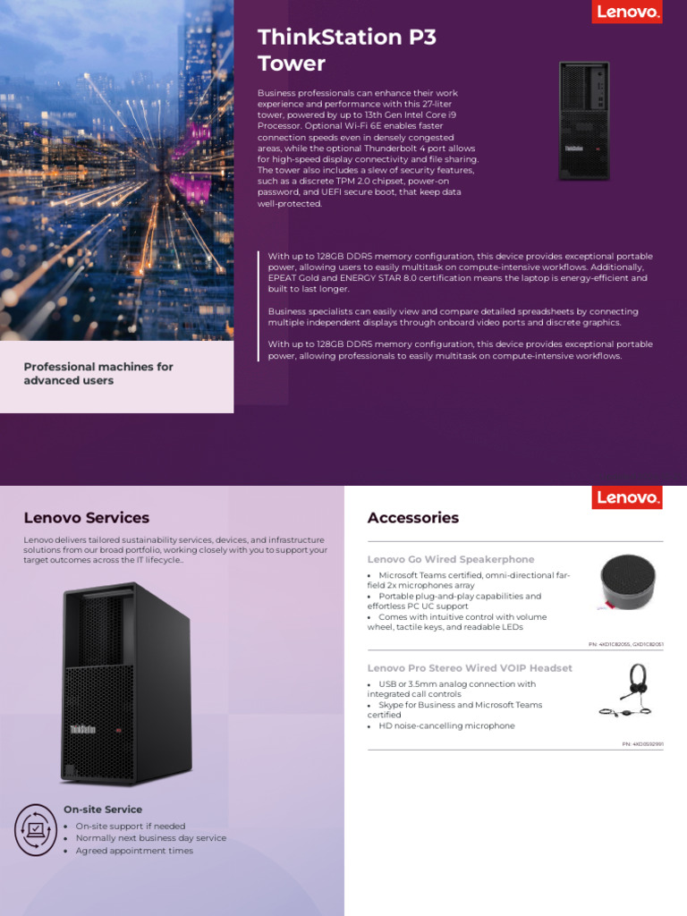 ThinkStation P3 Datasheet | PDF | Office Equipment | Computer Science
