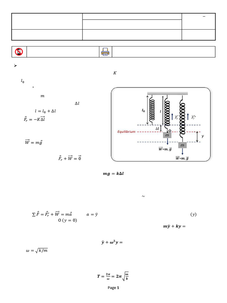 PW2 Vertical Oscillation of Spring Mass System | PDF | Oscillation | Force