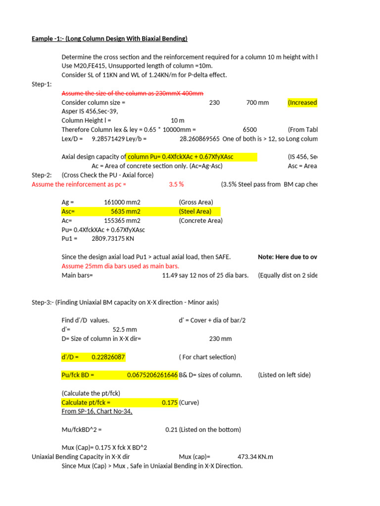 Long Column Design | PDF | Beam (Structure) | Column