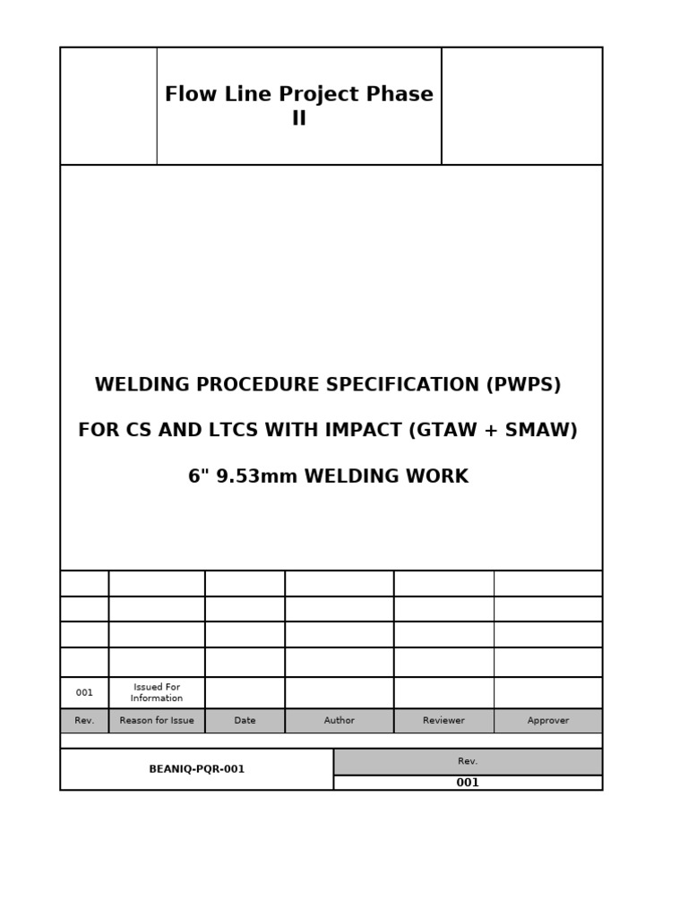 PWPS-001 For 6inch 9.53mm | PDF | Applied And Interdisciplinary Physics | Mechanical Engineering
