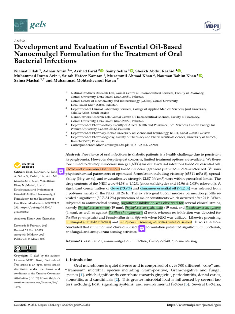Development and Evaluation of Essential Oil-Based Nanoemulgel ...