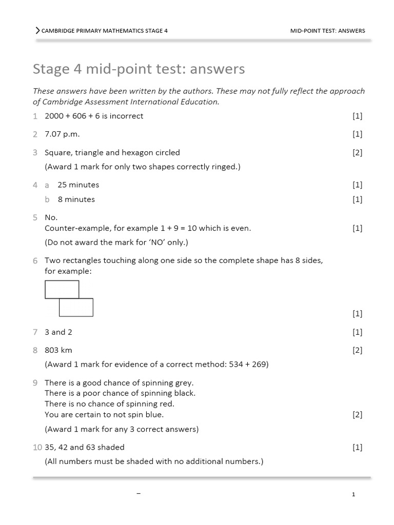Prim Maths 4 2ed TR Mid Point Test Answers | PDF | Elementary Geometry ...