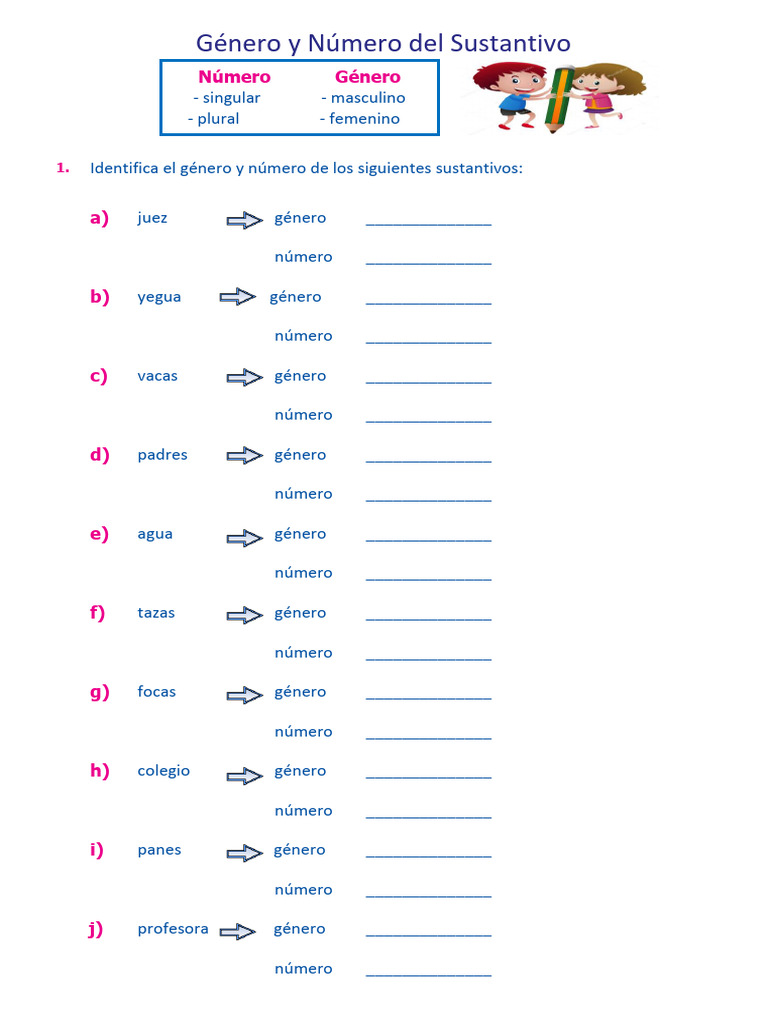 Género y Número de Sustantivos en Español | PDF | Artes del Lenguaje y ...