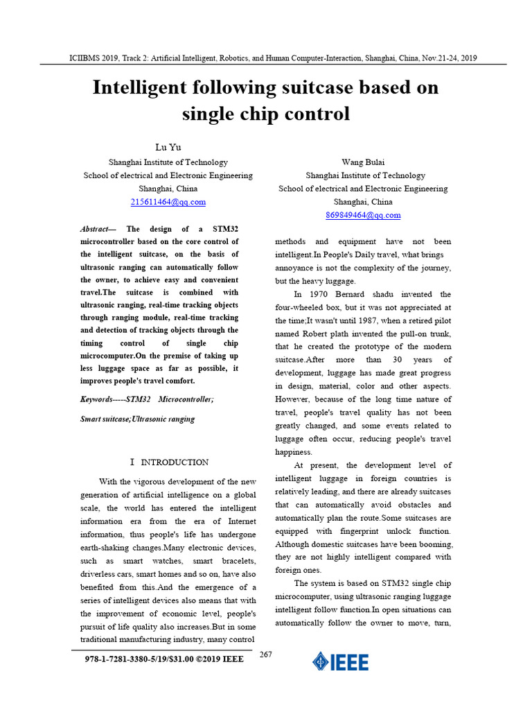 Intelligent Following Suitcase Based On Single Chip Control | PDF | Ultrasound | Waves