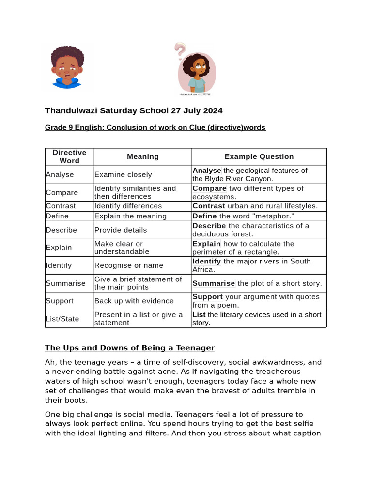 Directive Words 2 Without Questions | PDF | Adolescence | Psychology