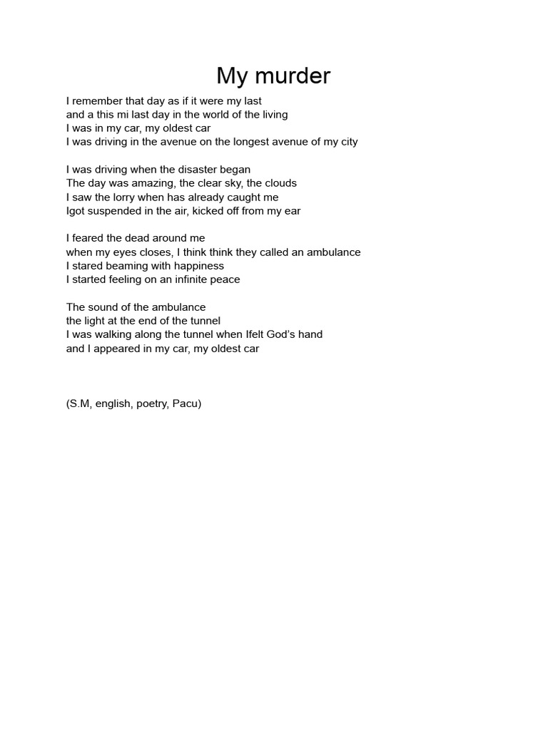 My Murder: A Poetic Reflection | PDF