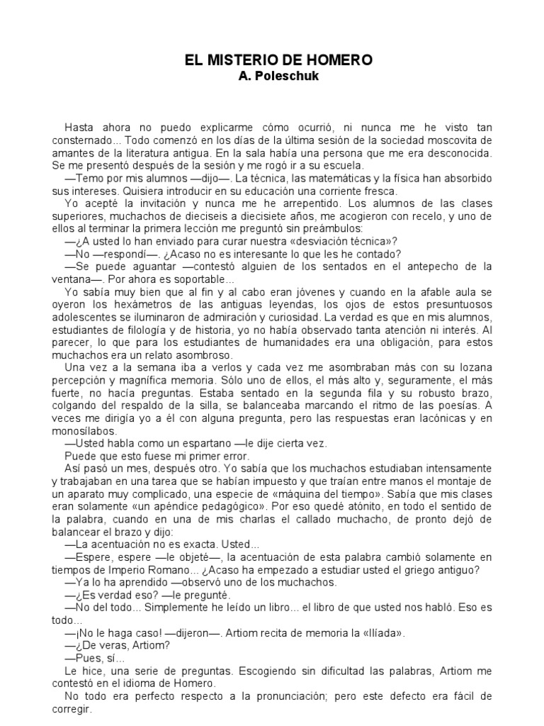 A. Poleschuk - El Misterio de Homero | PDF | Odiseo | Homero
