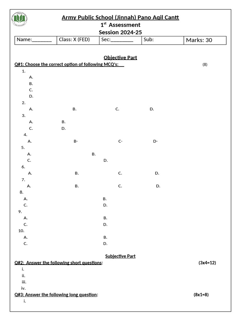 2nd Assessment Format 2024-25 | PDF