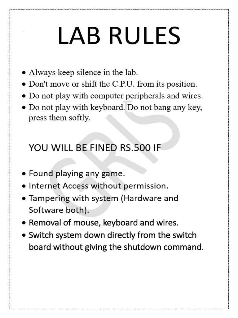 Rules For Lab | PDF | Computers