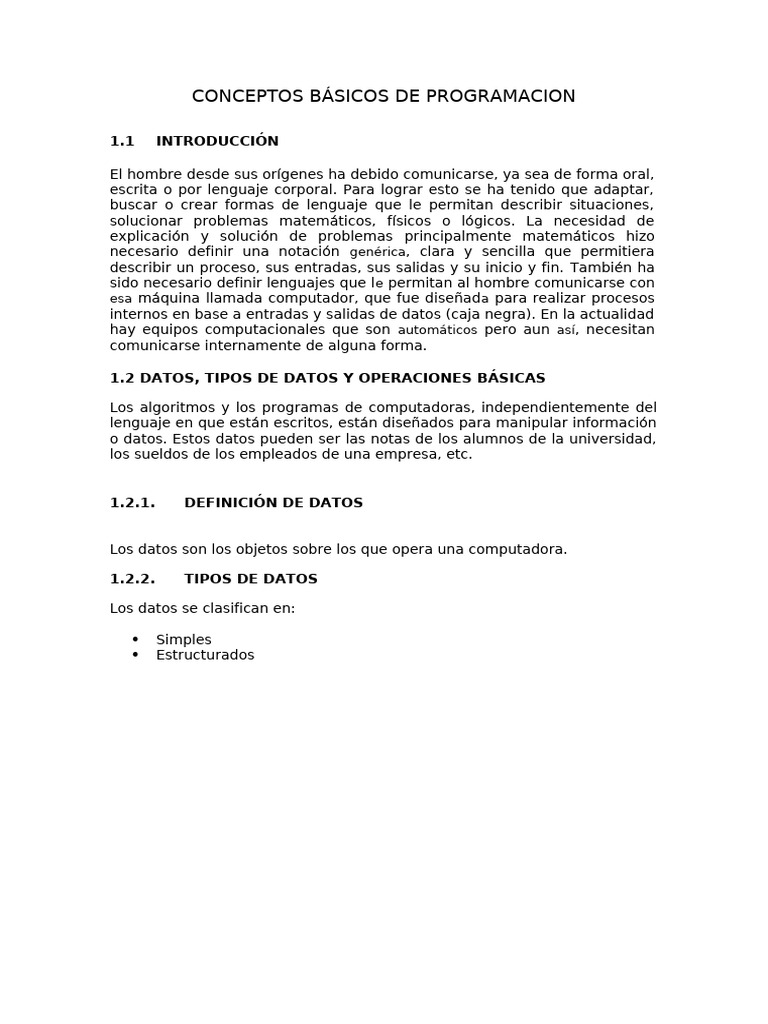 Conceptos Básicos de Programacion | PDF | Lenguaje de programación | División (Matemáticas)