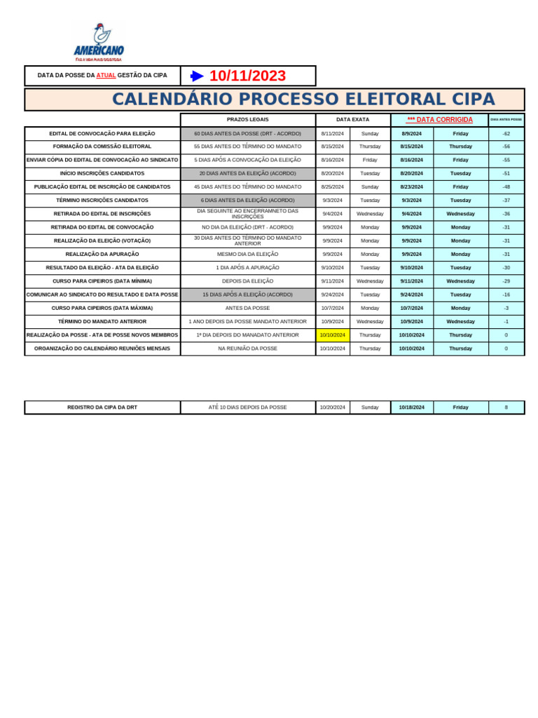 Calendário Eleitoral CIPA 2024 | PDF | Eleições | Eventos políticos