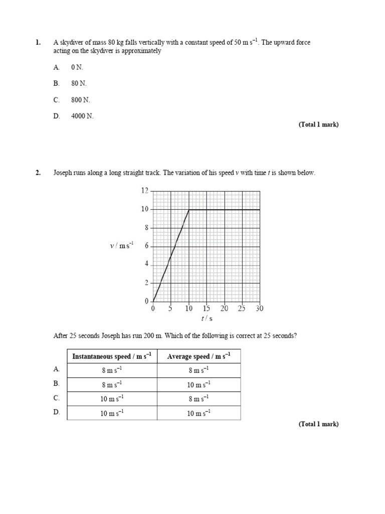 Physics Problem Set for Students | PDF | Force | Momentum