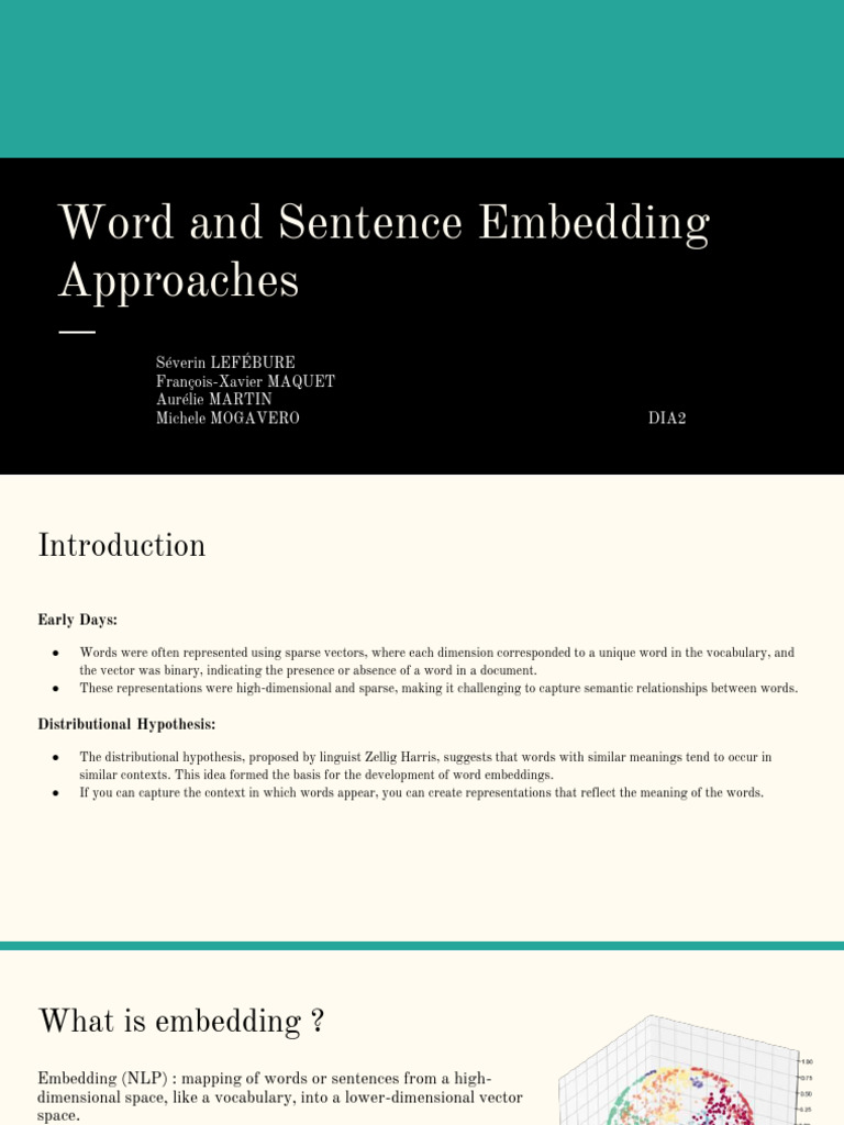 NLP Prez Word - Sentence Embedding - MAQUET - MARTIN - LEEFEBURE - MOGAVERO | PDF | Applied ...