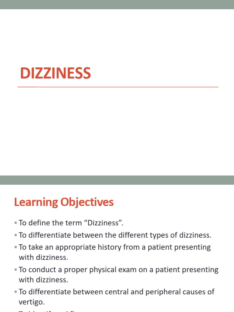 Dizziness | PDF | Vertigo | Migraine