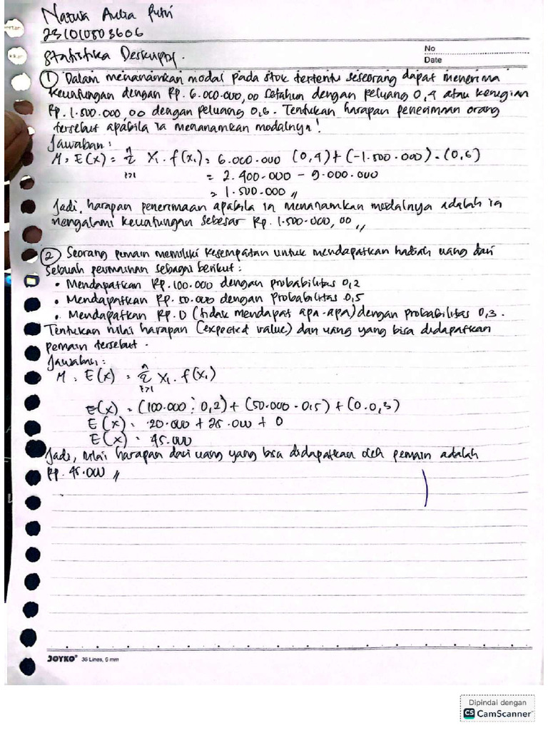Contoh Soal Statistika - Nazwa Aulia Put - Compressed | PDF