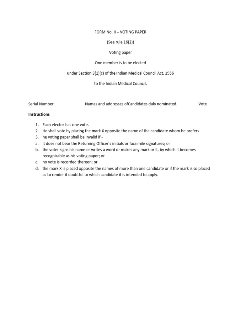 FORM No II | PDF