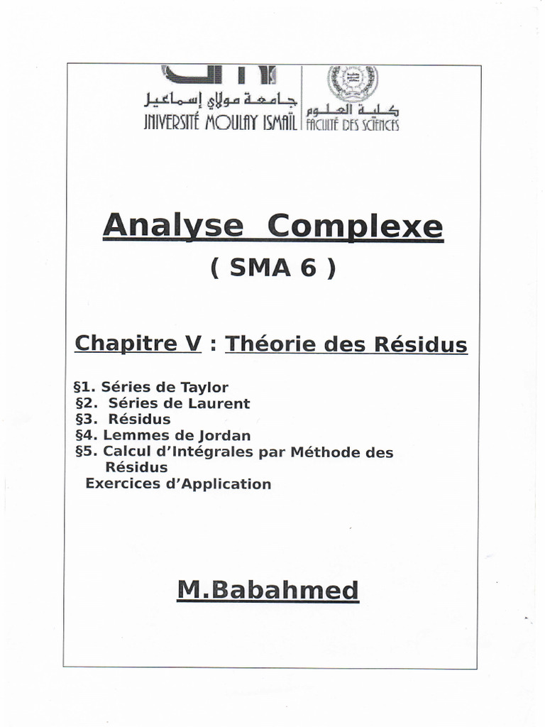 Analyse Complexe Chapitre V | PDF