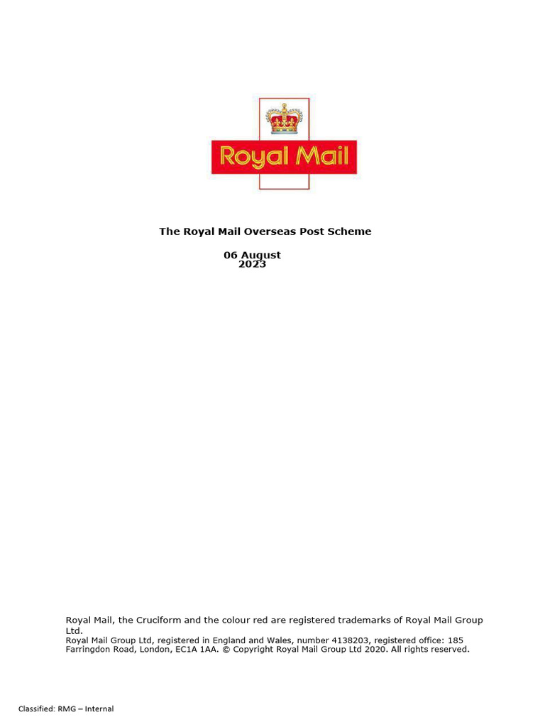 RoyalMail Overseas Post Scheme 6 August 2023 | PDF | Mail | Postage Stamp