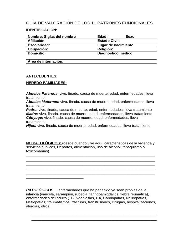 Guia de Valoracion de Los 11 Patrones Fun Ionales de Marjorie Gordon | PDF | Obesidad | Dieta