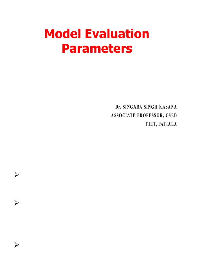 Model Evaluation Parameters | PDF | Mean Squared Error | Sensitivity ...