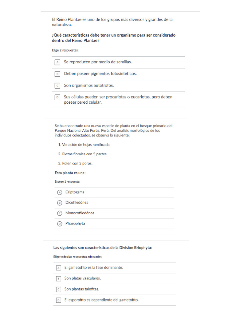 Cuestionario Biologia | PDF