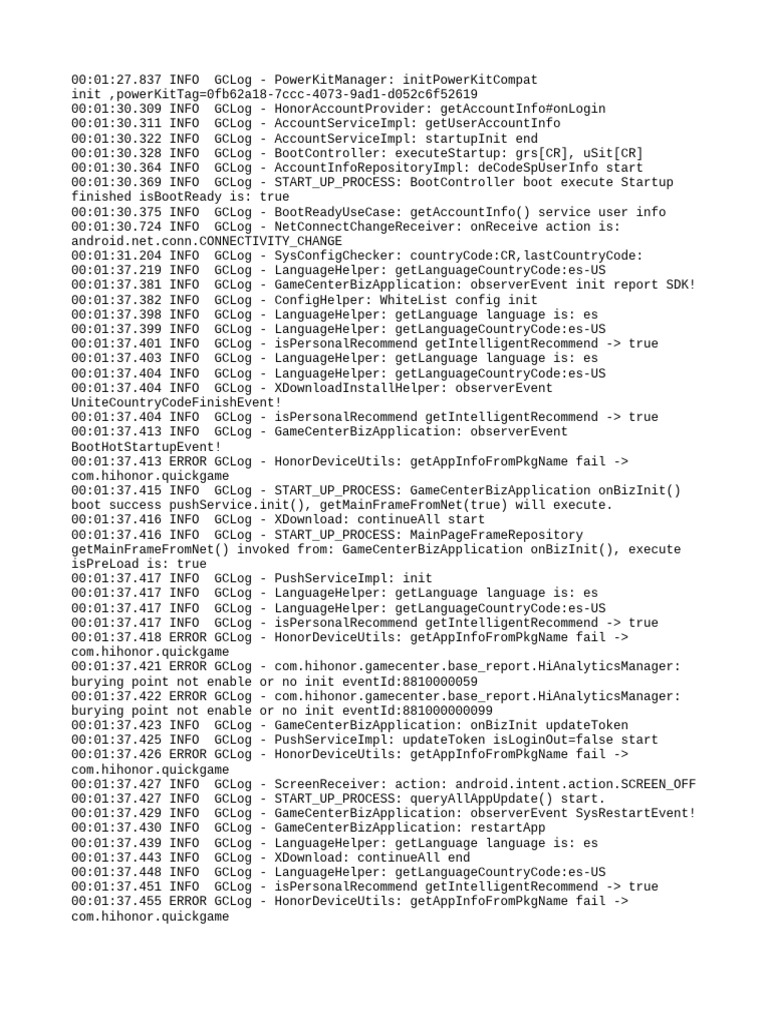 GameCenter Startup Log Analysis | PDF