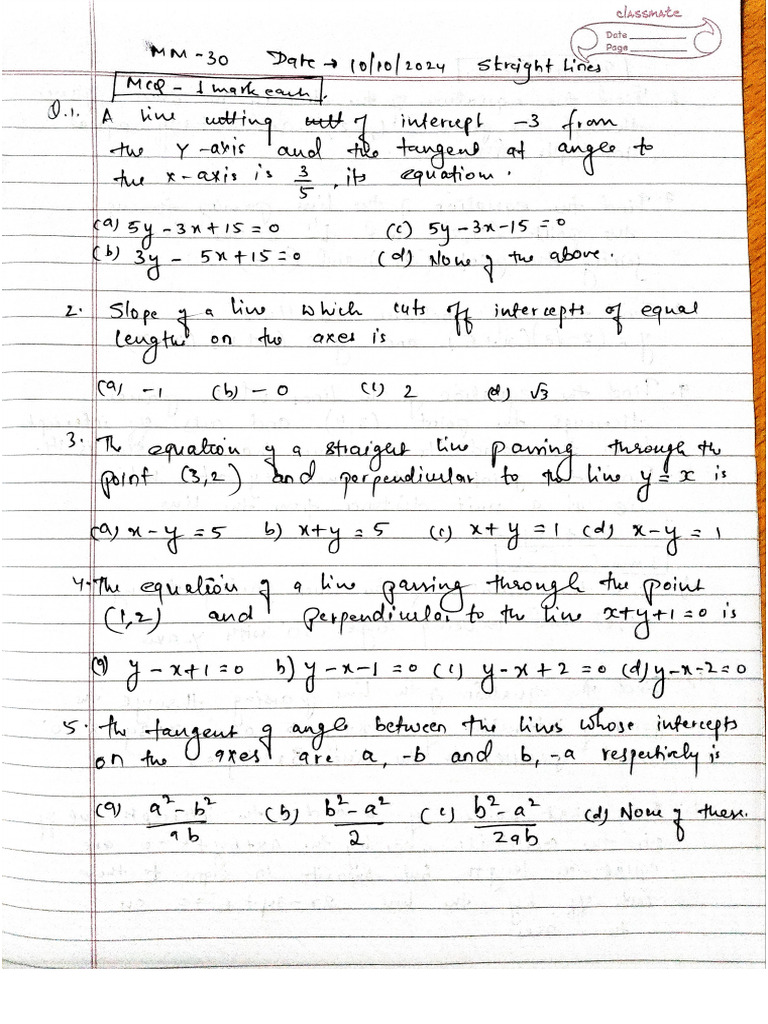Straight Lines Test | PDF