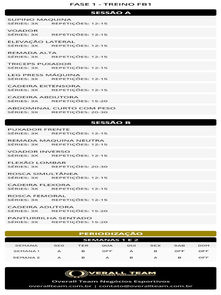 Treino - Fase 1 - Treino Fb1 | PDF