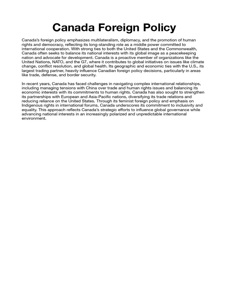 Canada Foreign Policy | PDF