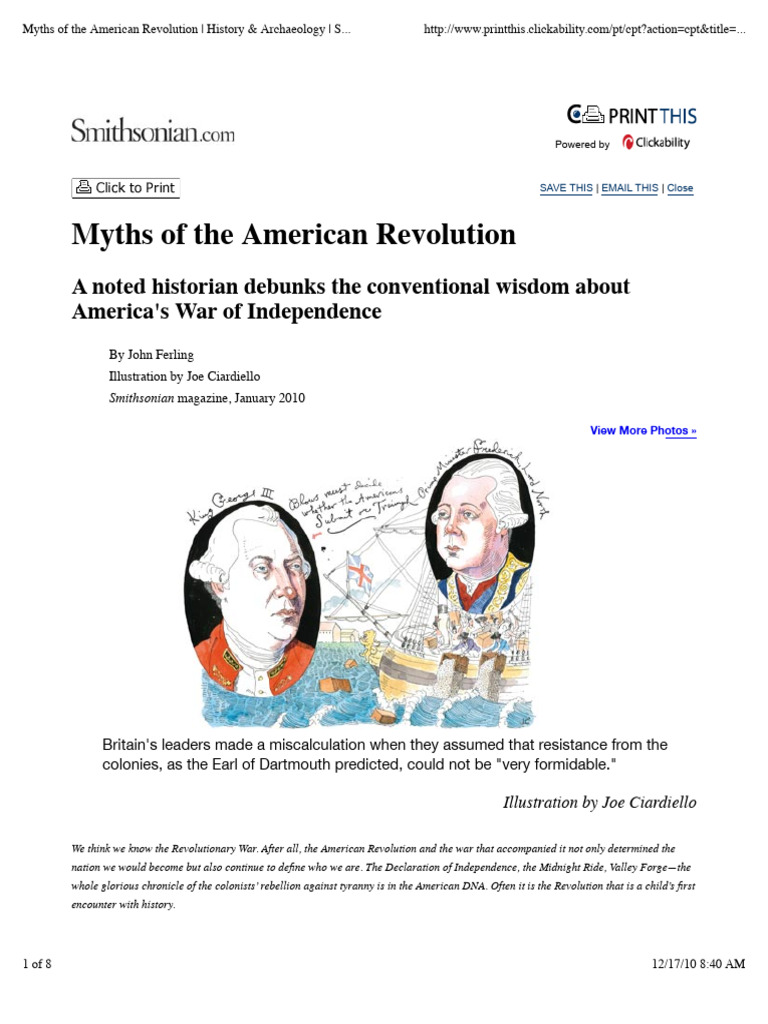 Myths of The American Revolution History Archaeology Smithsonian ...
