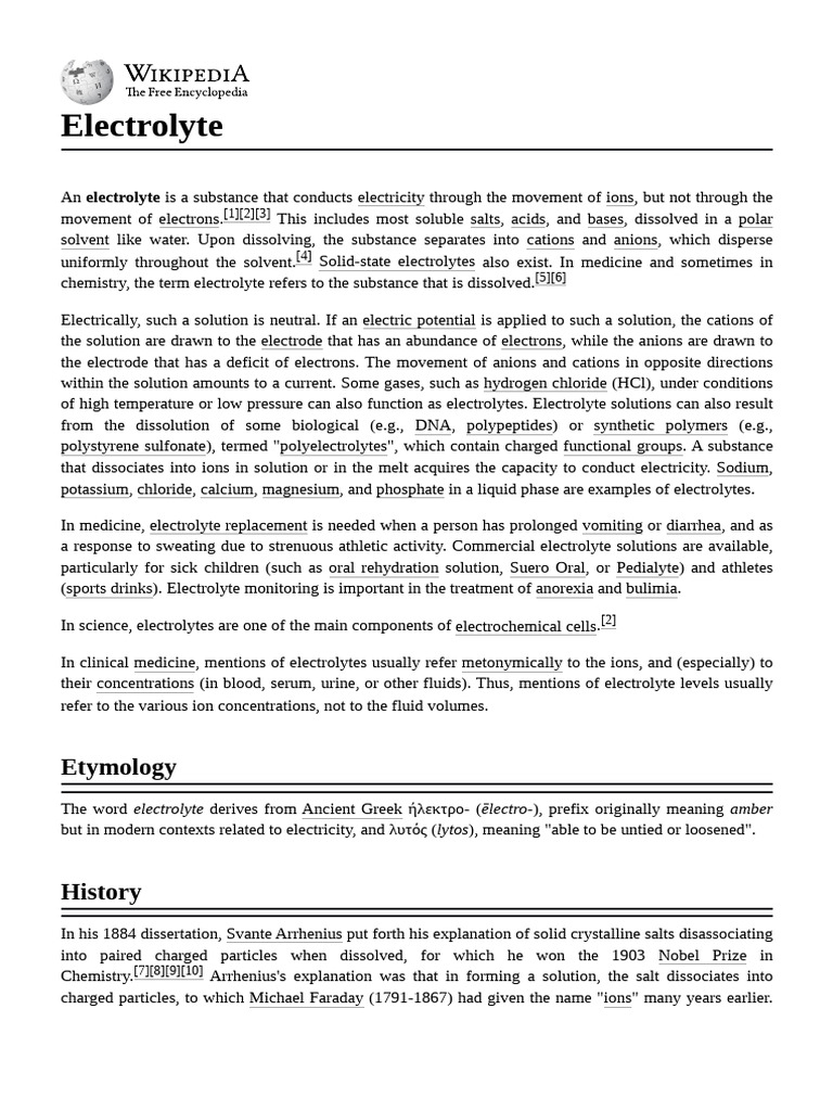 Electrolyte | PDF | Electrolyte | Physical Chemistry