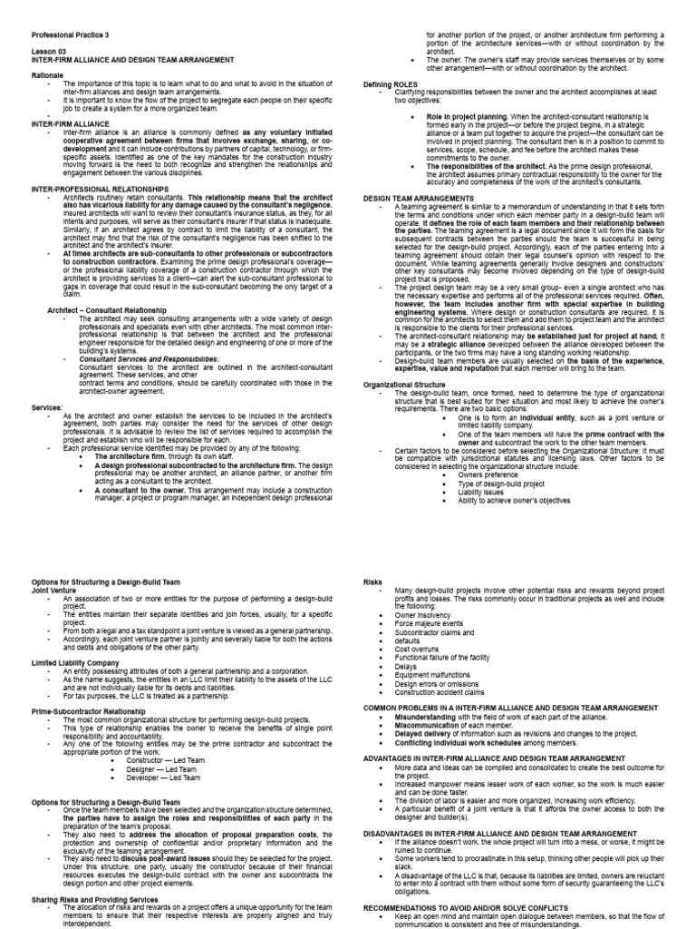 PP3 Lesson3 Reviewer | PDF | Partnership | Consultant