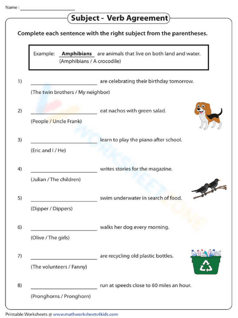 Noun Verb Agreement | PDF
