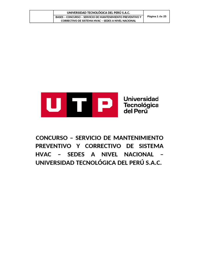 Mantenimiento HVAC UTP: Bases del Concurso | PDF | Logística | Business
