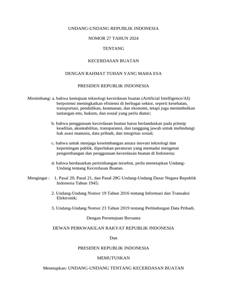 Undang-Undang Kecerdasan Buatan 2024 | PDF | Ilmu Sosial