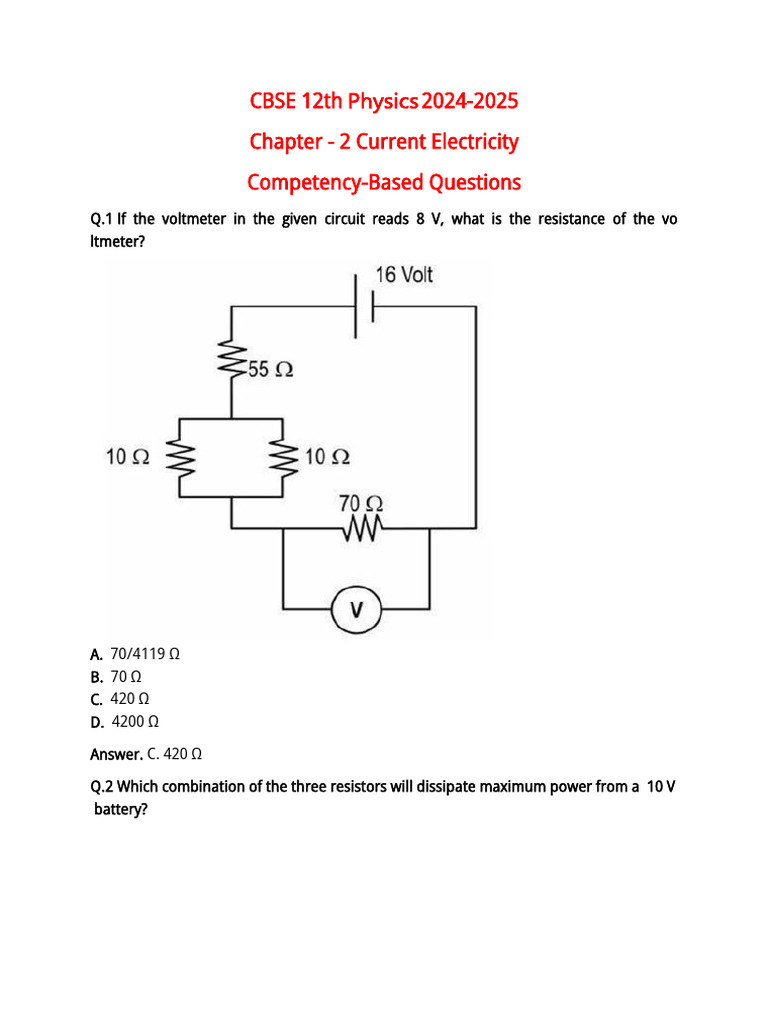 Class 12 Physics Unit 2 Current Electricity | PDF | Resistor ...