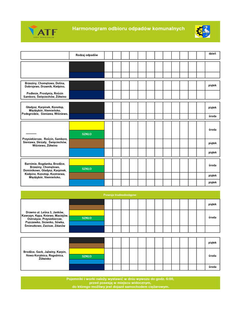 Harmonogram Gmina Drawno 2022 | PDF